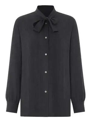 A.P.C. A.P.C. Striped Pussy-Bow Collar Shirt