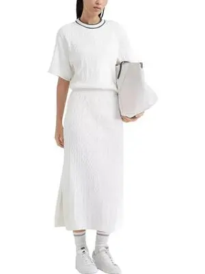 BRUNELLO CUCINELLI Cable-knit Cotton Dress