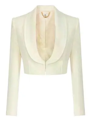 Elisabetta Franchi Jacket Made Of Lightweight Crêpe And Satin Fabrics With Peplum - Neutrals