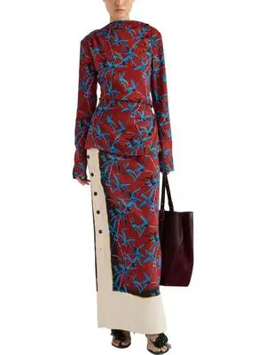 Proenza Schouler Long-sleeve Printed Stretch Cady Top - Red