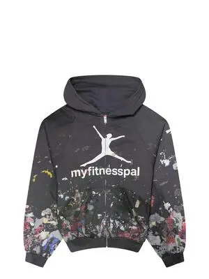PRAYING Paint Splatter Logo-print Zip Hoodie - Grey
