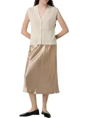 Max Mara Linen Ribbed Knit Gilet - Neutrals