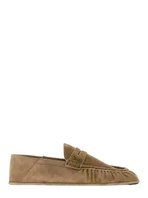 Saint Laurent Le Loafer Suede Loafers - Neutrals