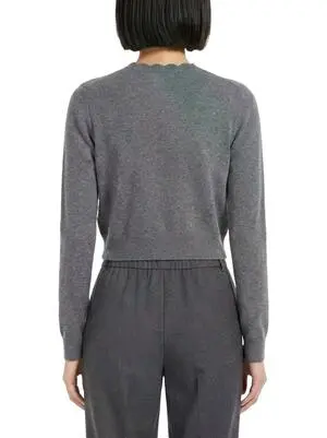 SELF-PORTRAIT Lace-flower Scalloped Cardigan - Grey
