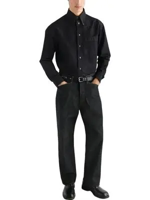 LEMAIRE Button-down Shirt In Linen And Cotton Chambray - Blue
