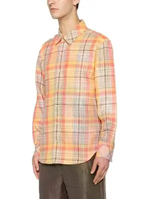 GOD'S TRUE LINEN Twilight Plaid Linen Shirt - Orange
