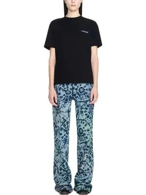 Off-White Floral-embroidered Arrows Cotton T-shirt - Black