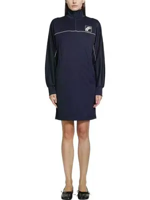 MAISON MARGIELA Piped Logo-print Mini Dress - Blue