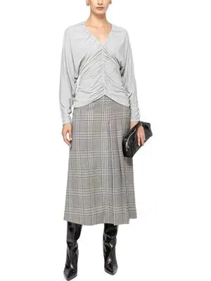 NISSA Draped Tencel™ And Wool Top - Grey