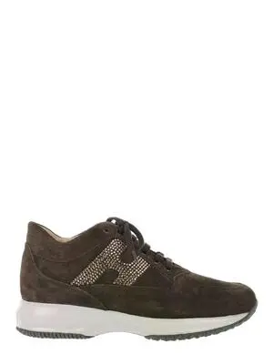 Hogan Hogan Interactive Sneakers With Rhinestone Embellishment Brown
