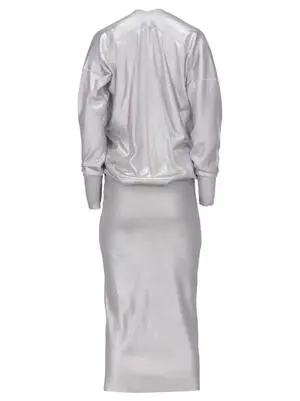 TOM FORD Metallic V-neck Long-sleeved Midi Dress - Silver