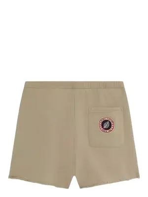 SWEET PANTS Logo-patch Raw-edge Shorts - Neutrals