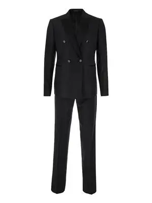 Emporio Armani Double-breasted Peak-lapels Suit - Black