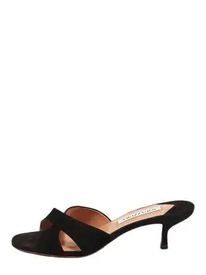 AQUAZZURA Crisscross Suede Kitten Heel Sandals