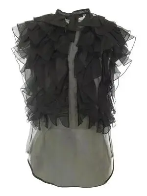 Max Mara Ruffled Silk Shirt - Black