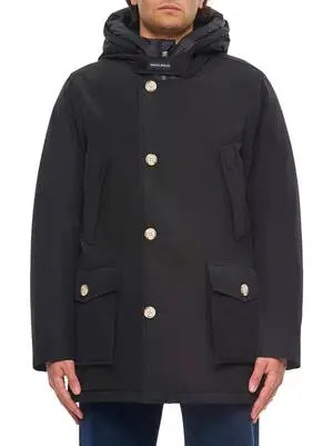 Woolrich Hooded Button-fastening Coat - Black