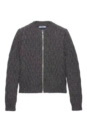 PRADA Prada Wool And Alpaca Blend Zip-Up Cardigan With Aran Knit