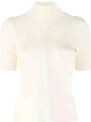Off-White Logo-debossed Rib-knit Top - Neutrals