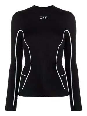 Off-White Long Sleeve Performance T-shirt With Logo Detail - Black