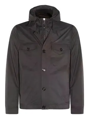 MOORER Buttoned Hooded Jacket - Blue