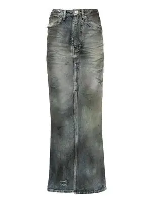 BALENCIAGA Balenciaga Distressed Denim Maxi Skirt