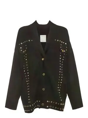 SANDRO SANDRO Studded Knit V-Neck Cardigan