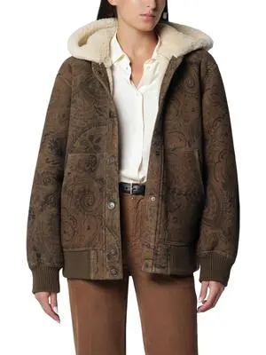 Etro Leather Jacket With Paisley Print - Green