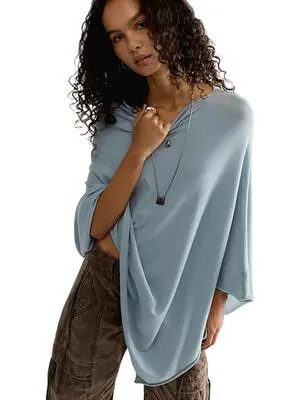 Free People Simply Triangle Poncho - Light Blue