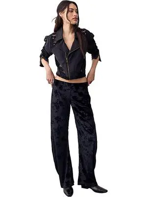 Free People Radiance Velvet Pull-on Pants - Black
