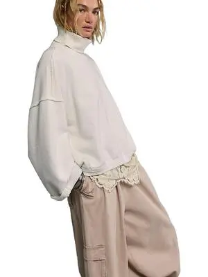 We The Free Mod Funnel Neck Pullover - Clean Ivory