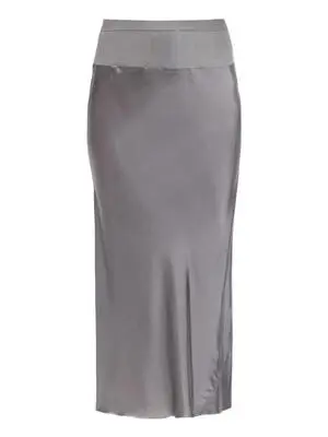 Rick Owens Elasticated-waistband Satin Midi Skirt - Grey