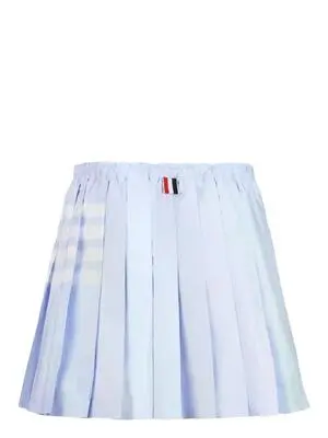 Thom Browne Pleated Mini Skirt With 4-bar Detailing - Blue