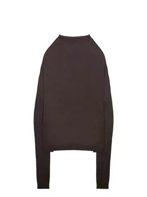 Rick Owens Ls Crater Ribbed-knit Panelled Sweater - Brown