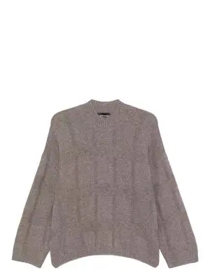 EMPORIO ARMANI Emporio Armani Check Pattern Cable-Knit Mock Neck Sweater