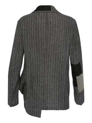 Y’s Pinstriped Patchwork Blazer - Grey