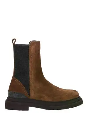 Brunello Cucinelli Monili-embellished Suede Ankle Boots - Brown