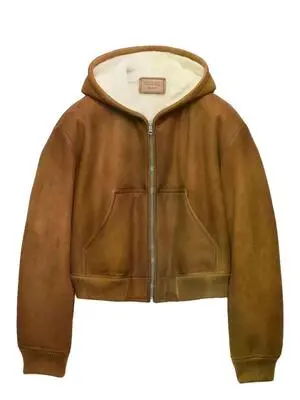 Prada Hooded Shearling Jacket - Brown