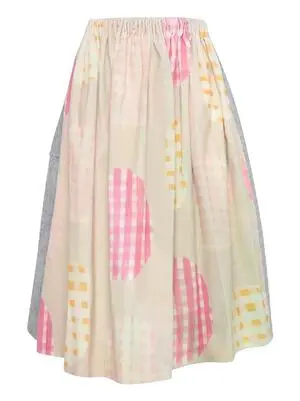 TAO Mid Patchwork Corduroy A-line Skirt - Neutrals