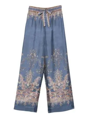 Zimmermann Valiant Printed Silk Trousers - Blue