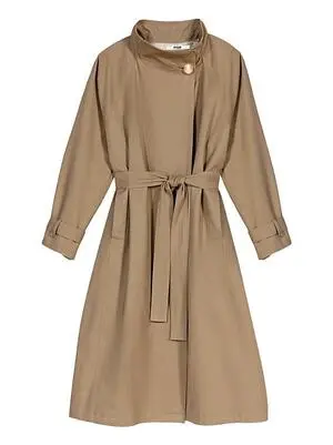 Maje Double-breasted Belted-waist Cotton Trench Coat - Beige