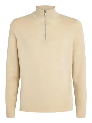 Sandro Wool Half-zip Sweater - Brown