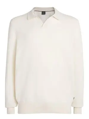 BOSS Lomarino Open Collar Sweater - White