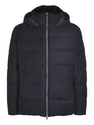 YVES SALOMON Down Wool-silk Hooded Parka - Navy