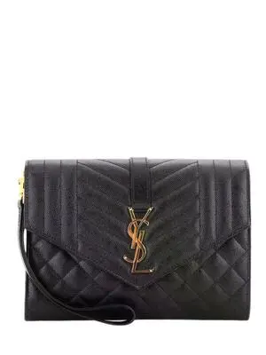 Saint Laurent Monogram Envelope Wristlet Clutch - Black