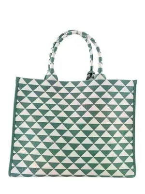 Prada Shopper Jacquard Large Tote Bag - Green