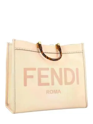 Fendi Sunshine Shopper Leather Large Tote Bag - Neutrals