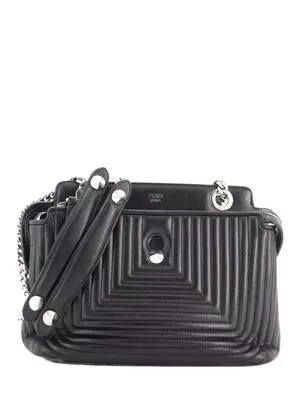 Fendi Dotcom Click Quilted Leather Small Shoulder Bag - Black