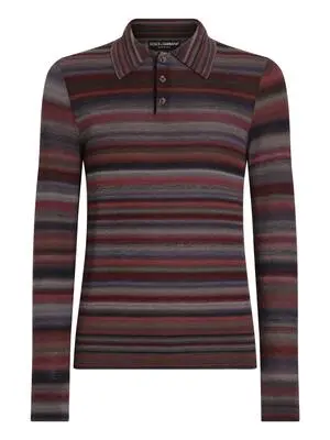 Dolce & Gabbana Striped Wool Polo Shirt Sweaters And Cardigans - Multicolor