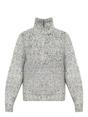 MARANT ETOILE MARANT ÉTOILE Anita Quarter-Zip Ribbed Knit Sweater Grey