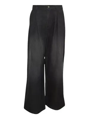 Adidas Logo Embroidered Wide Leg Jeans - Black